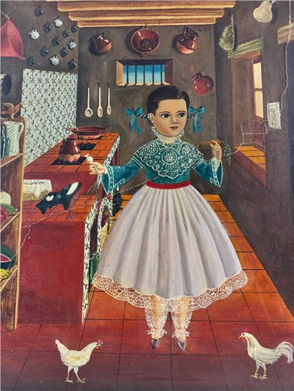Agapito Labios | Agapito Labios Folk Art Painting of a Girl in Kitchen ...