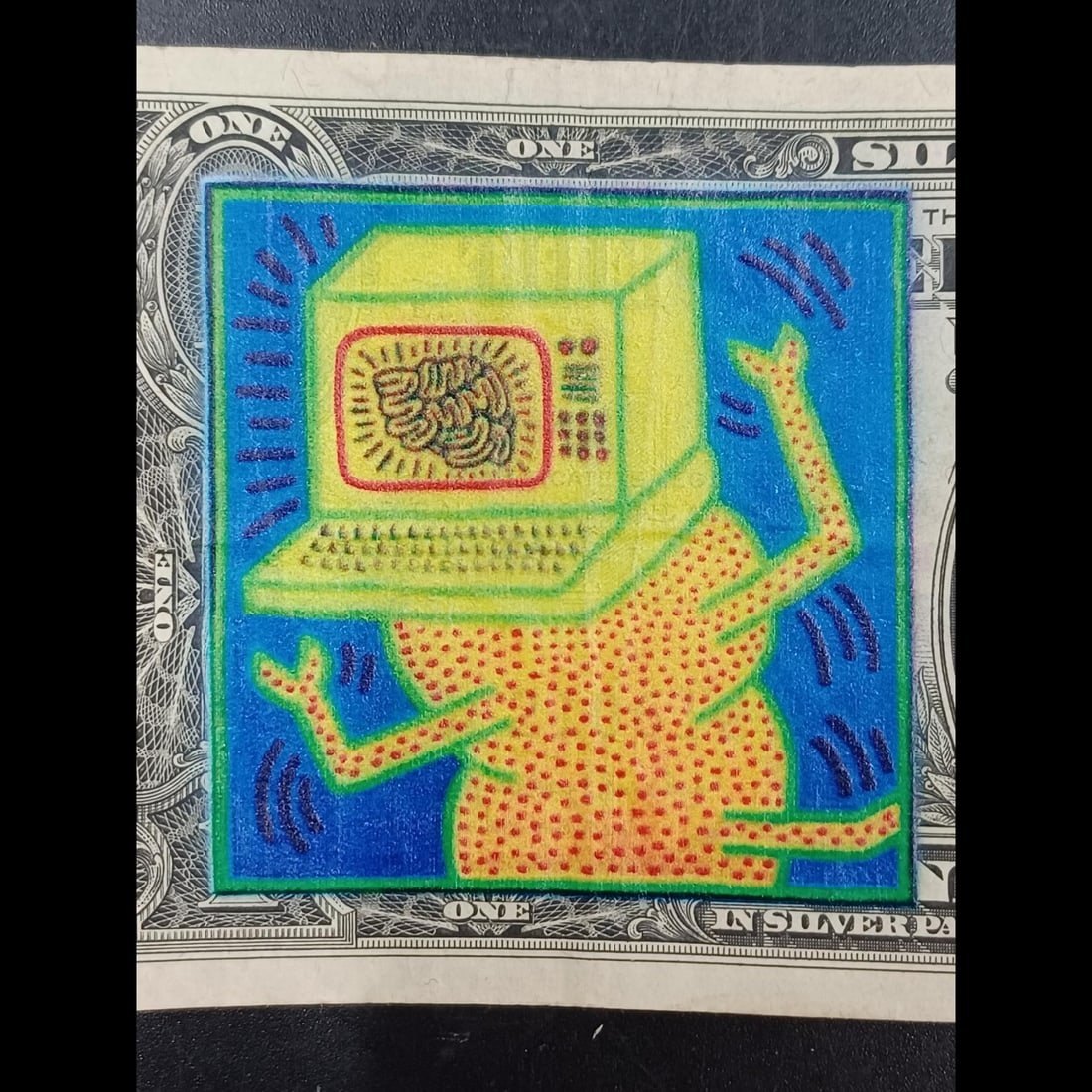 Keith Haring | Andy Warhol x Keith Haring Hand Signed Dollar Bill With Haring Silkscreen | MutualArt
