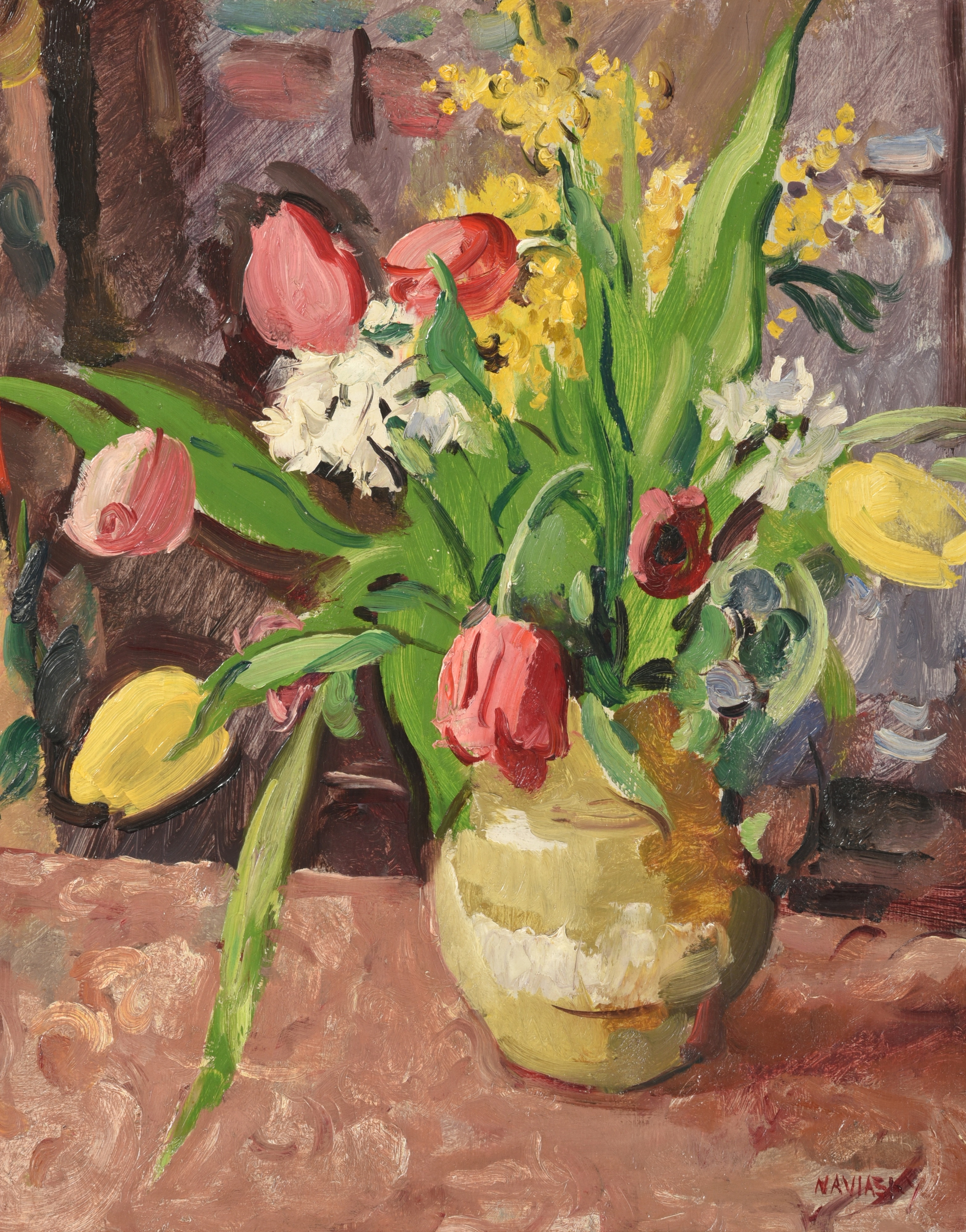 Philip Naviasky | A Jug of Spring Flowers | MutualArt