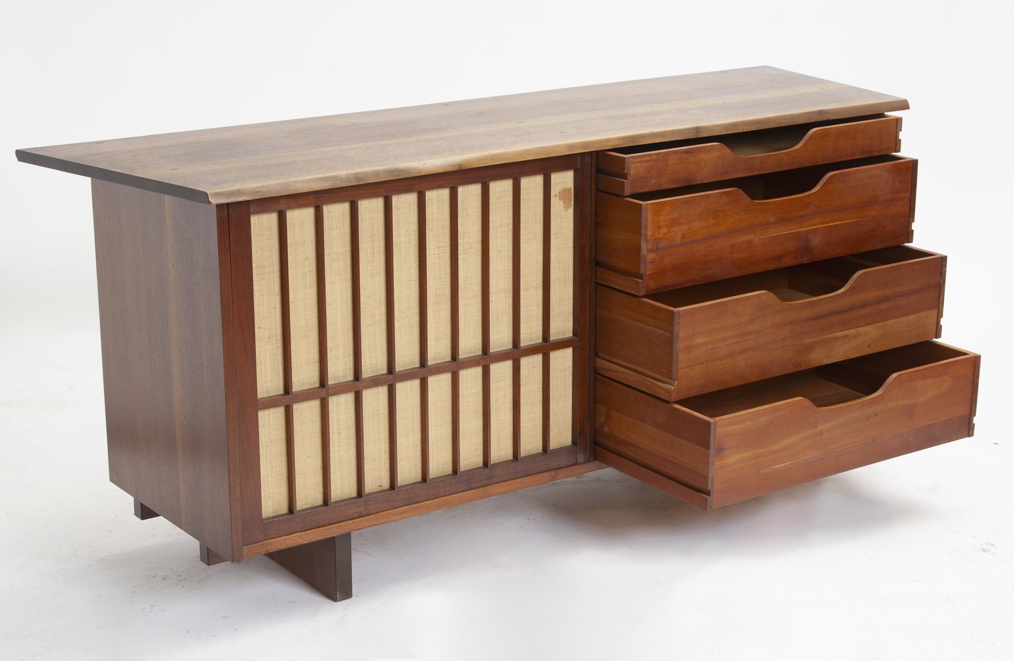 George Nakashima | George Nakashima Walnut and Pandanus Cloth Sliding ...