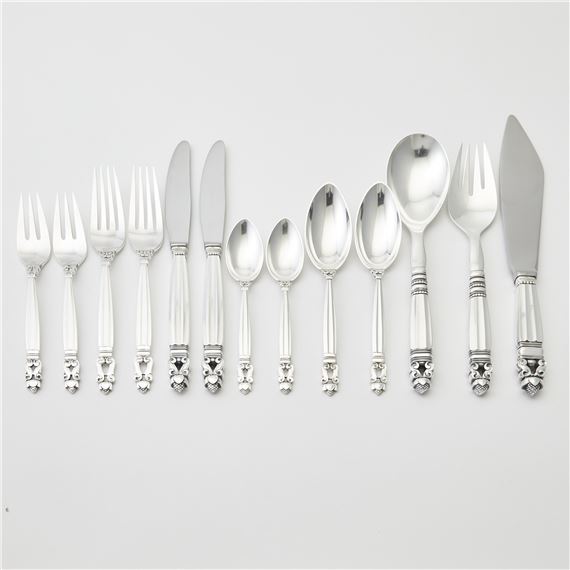 Jensen Georg | Georg Jensen Sterling Silver Acorn Pattern Flatware ...