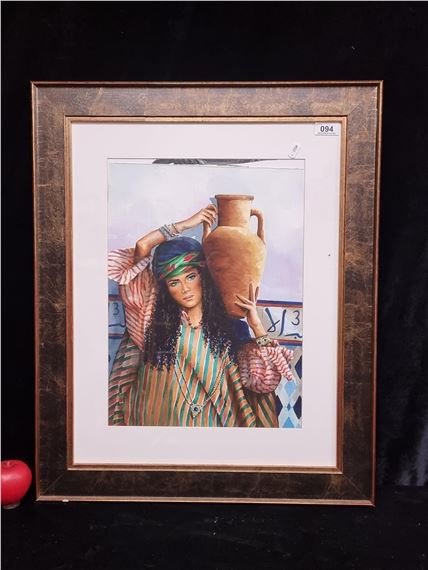 Antonio Gil Vega | Portrait of a young woman carrying wine amphora ...