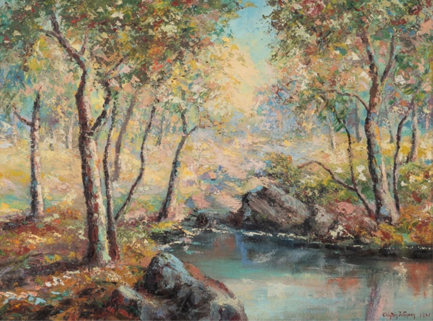 Clinton Johnson | CLINTON JOHNSON, MOUNTAIN RIVER LANDSCAPE 1921 O/B ...