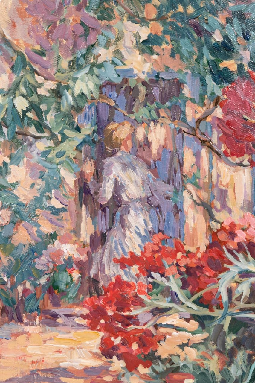 Mary Ferris Kelly | GARDEN PICNIC SCENE OIL (1990) | MutualArt