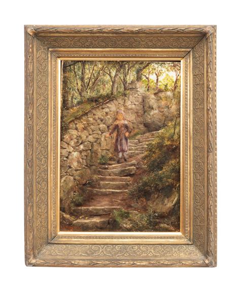 R. T. Minshull | LANDSCAPE W/ CHILD ON STAIRS (Circa 19th Century ...