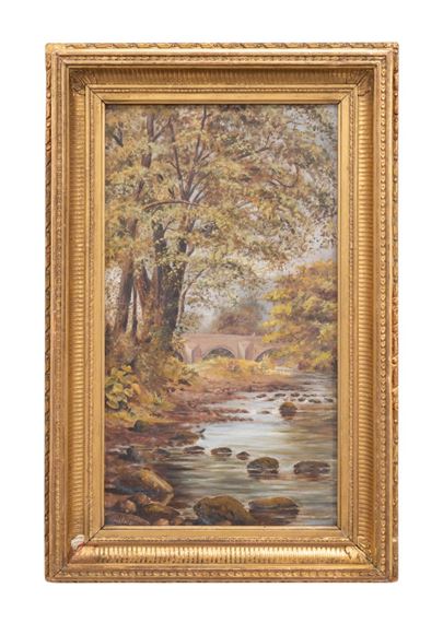 H. Ryde | L. 19TH CENT. H. RYDE OIL LANDSCAPE WITH BRIDGE (1896 ...
