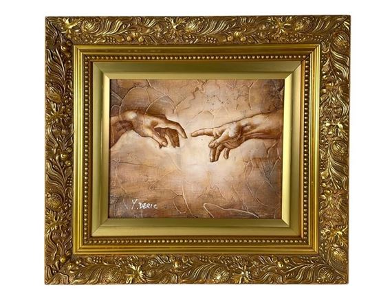 Y. Deric | Creation of Adam, Attributed Oil on Board | MutualArt