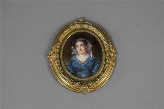 Jeanne Mathilde Herbelin | Oval miniature (1838) | MutualArt