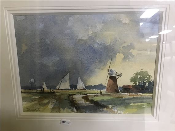 Frederick Beckett | Sails across the marshes Norfolk | MutualArt