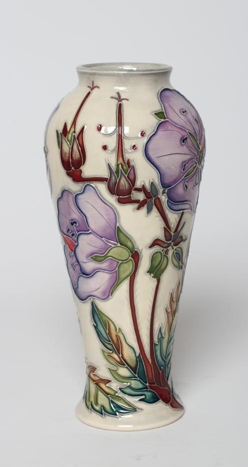 William Moorcroft | A MOORCROFT POTTERY MEADOW CRANESBILL PATTERN VASE ...