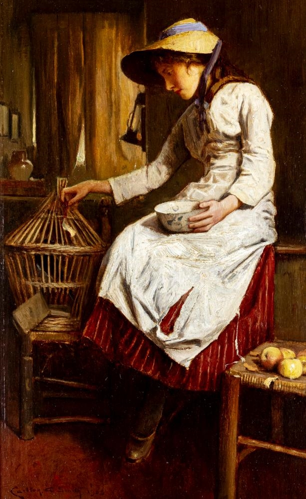 Carleton Alfred Smith | Feeding the Jackdaw (1905) | MutualArt