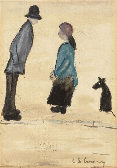 Laurence Stephen Lowry | Two Figures and a Dog | MutualArt