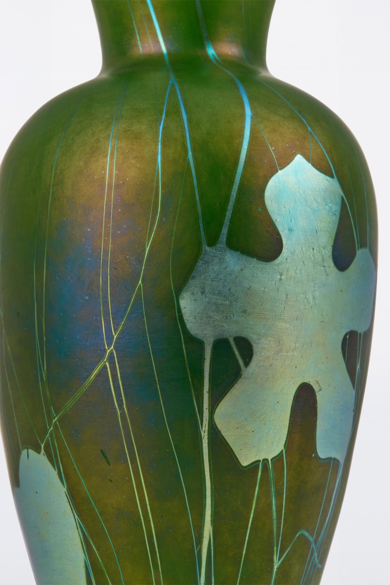 Steuben Glass | Decorated Green Aurene Vase | MutualArt