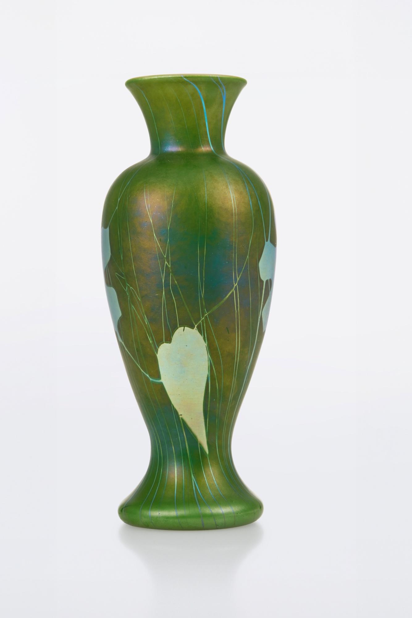 Steuben Glass | Decorated Green Aurene Vase | MutualArt