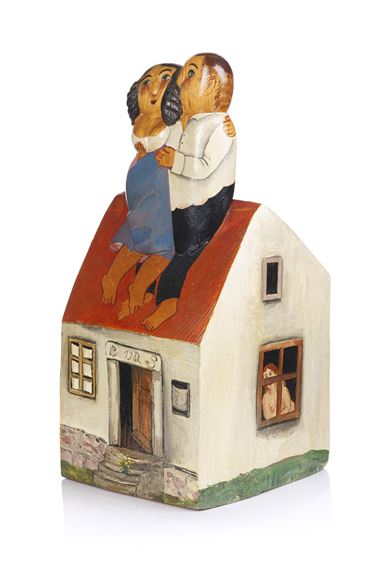 Lothar Sell | Haus mit Paar auf dem Dach (1982) | MutualArt
