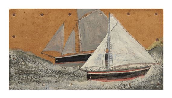 Alfred Wallis | A Steamship and a Schooner Passing the Coast (recto); A ...