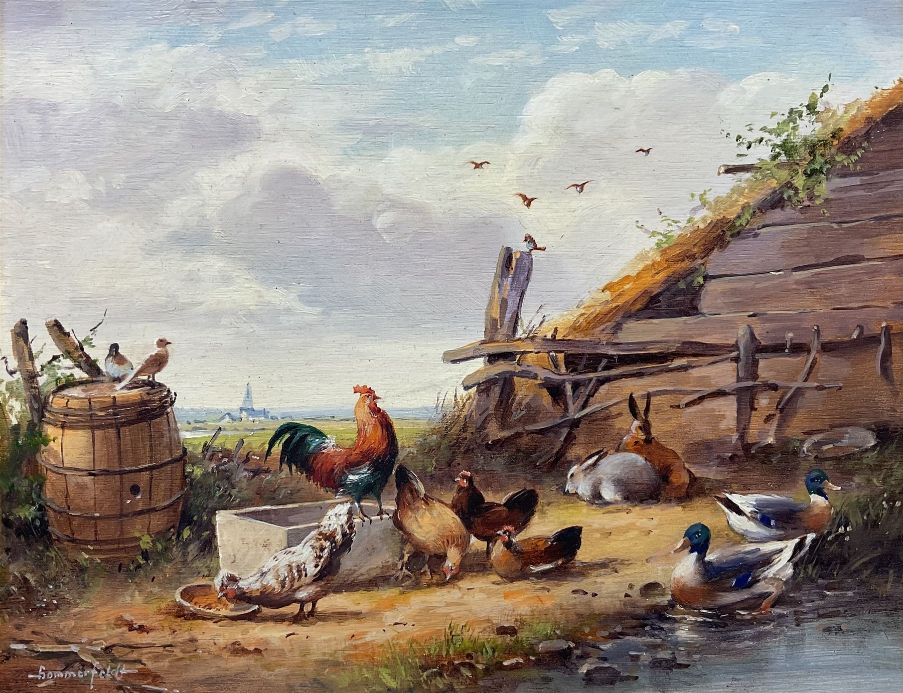 Edgar Hunt | A COCKERELL AND CHICKENS | MutualArt