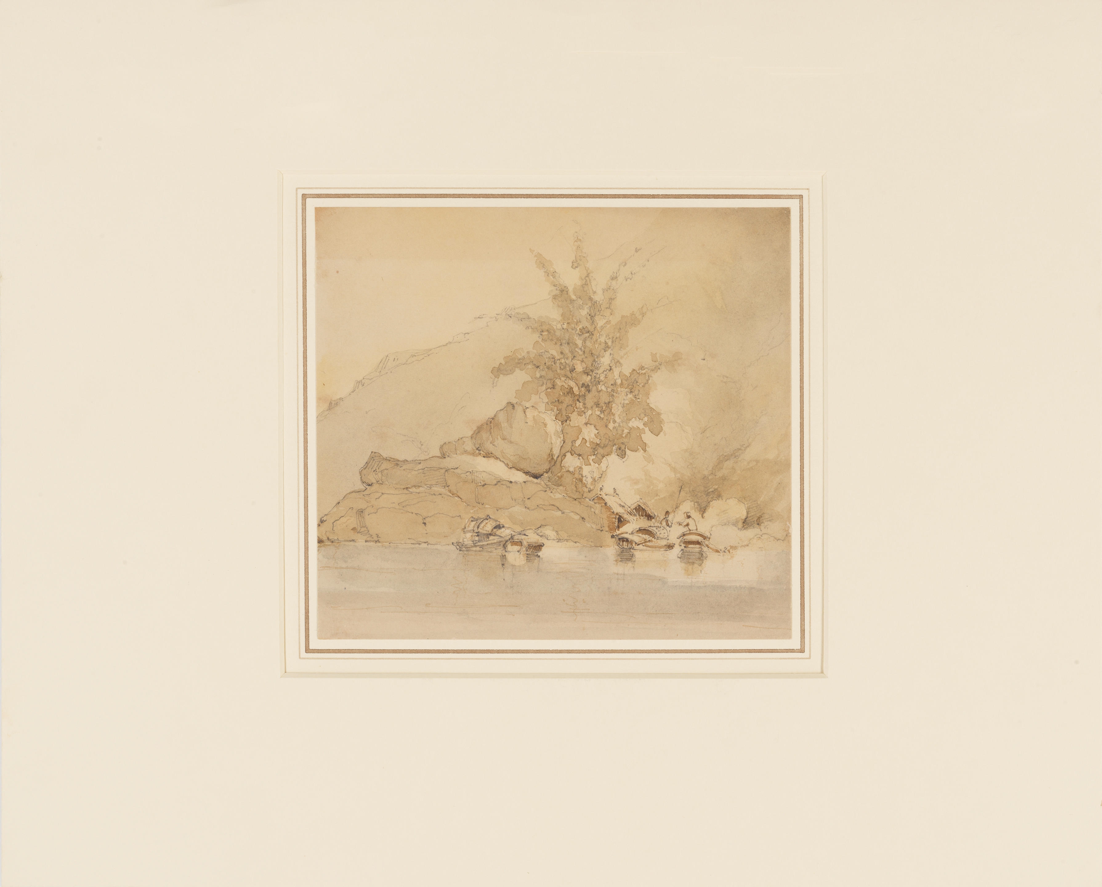 Thomas Boswall Watson | Tanka boats and figures by a shore | MutualArt