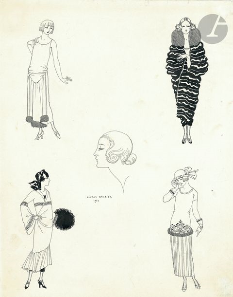 Georges Barbier | Lotto composto di 3 pochoir da Les chansons de ...