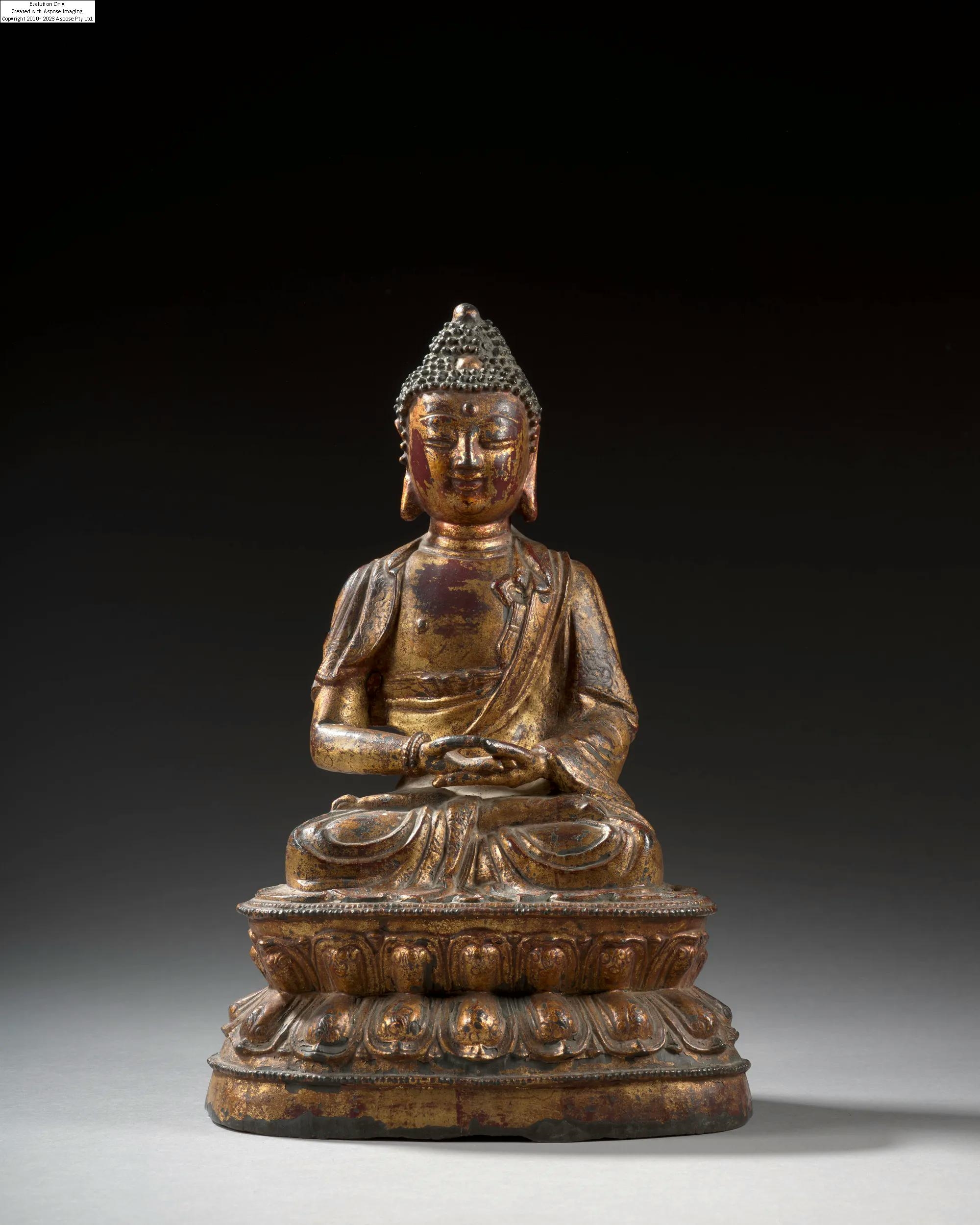 Chinese School, 18th Century | STATUETTE DE BOUDDHA EN BRONZE LAQUÉ OR ...