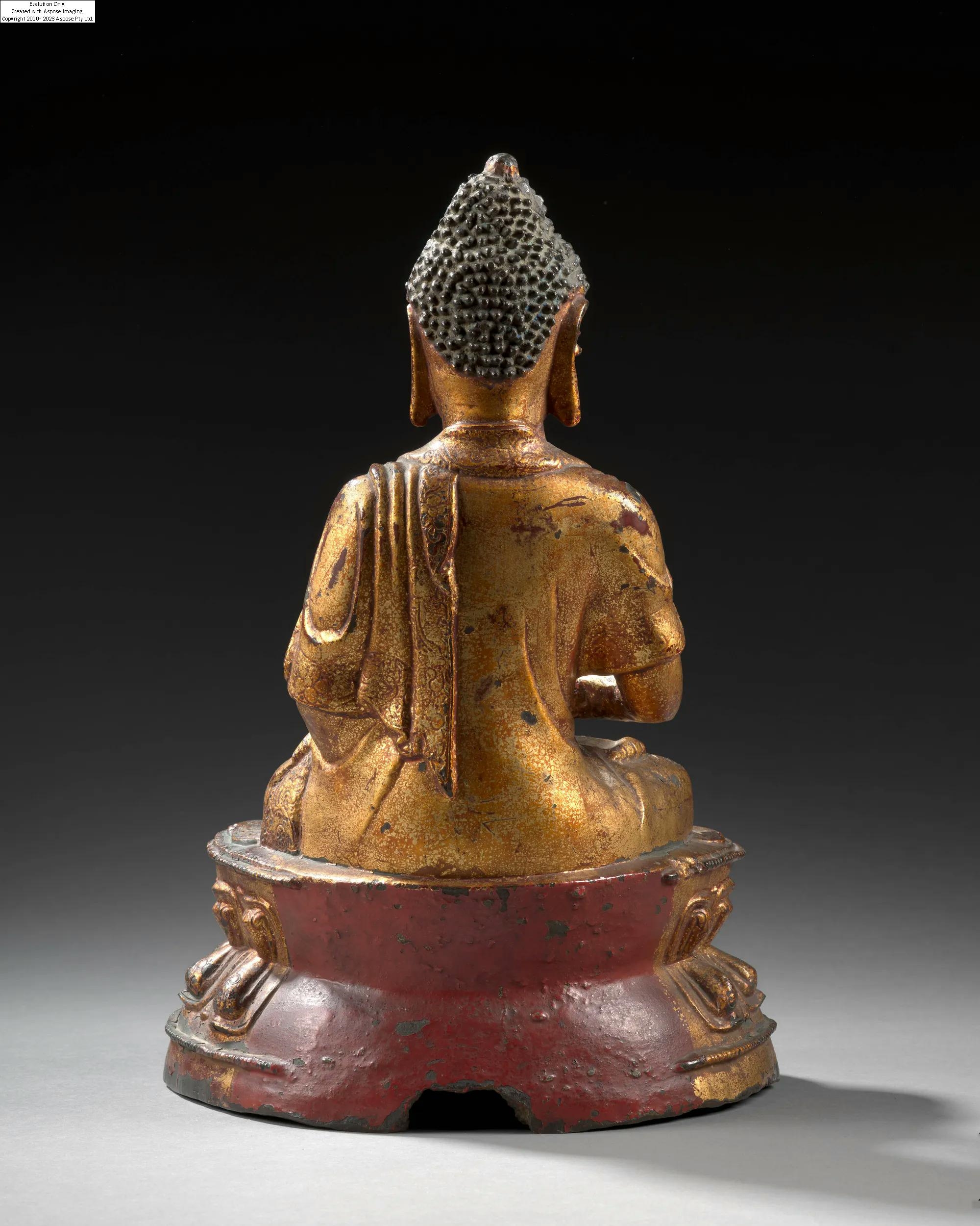 Chinese School, 18th Century | STATUETTE DE BOUDDHA EN BRONZE LAQUÉ OR ...