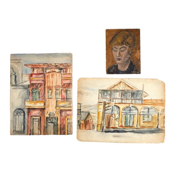 Barbara Adrian | one depicting a building on a street corner (1952 ...