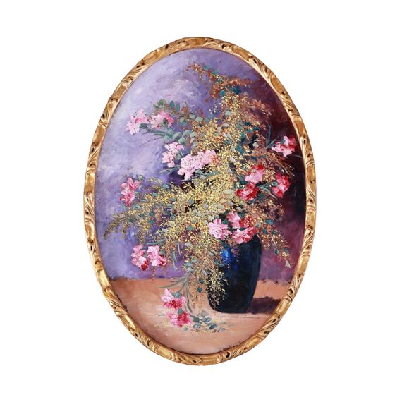 Eugenia Filotti-Atanasiu | Vase with Lady's beds and pink carnations ...