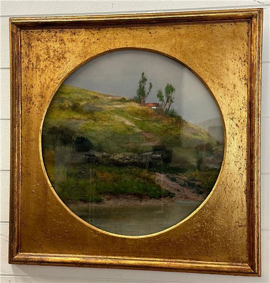 Frederick John Bartram Hiles | a country scene with sheep being herded ...