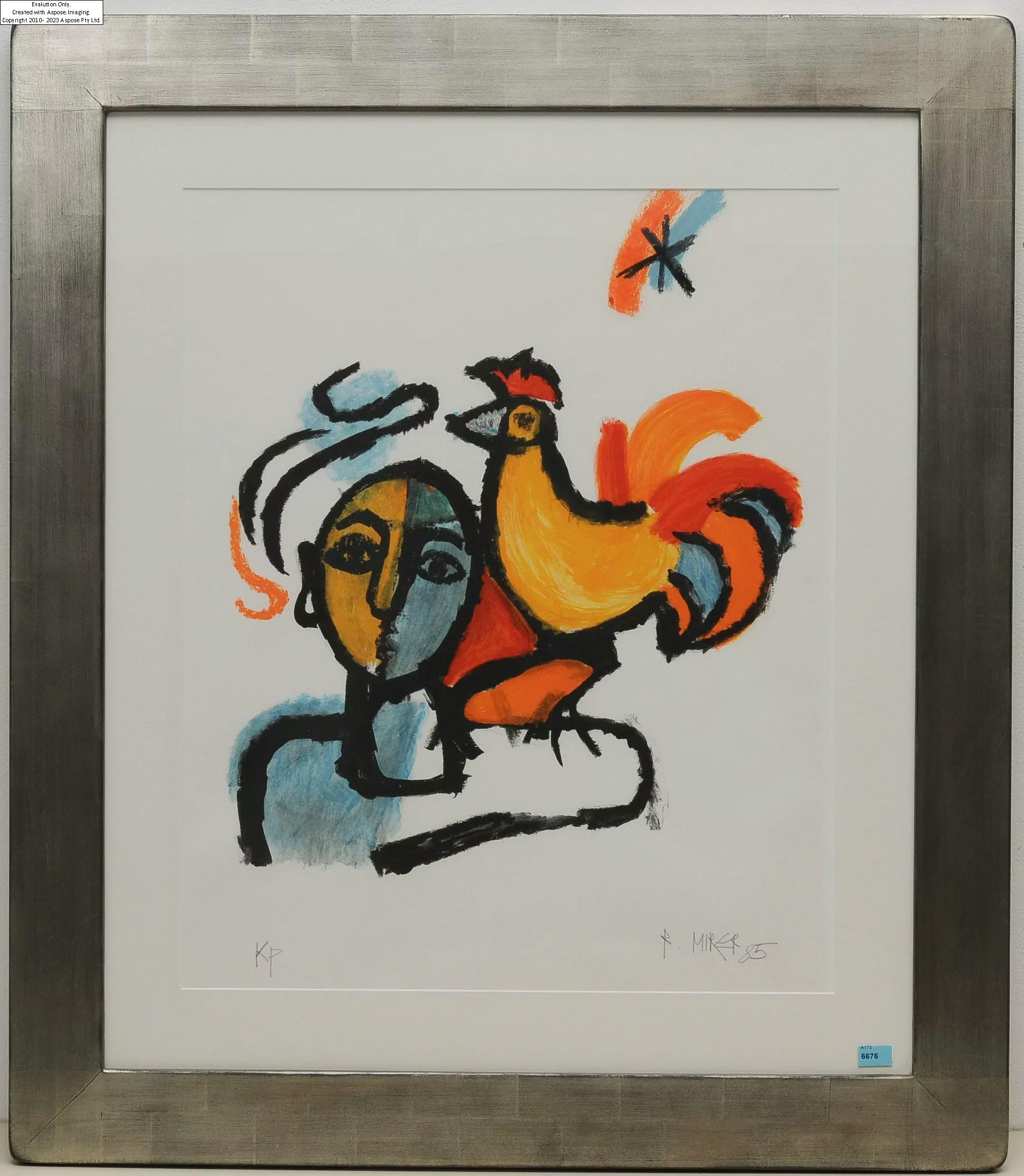 Rudolf Mirer | Portrait mit Hahn (1985) | MutualArt