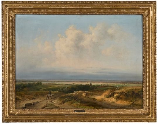 Andreas Schelfhout | FIGURES UNLOADING A SAILING VESSEL IN A ...
