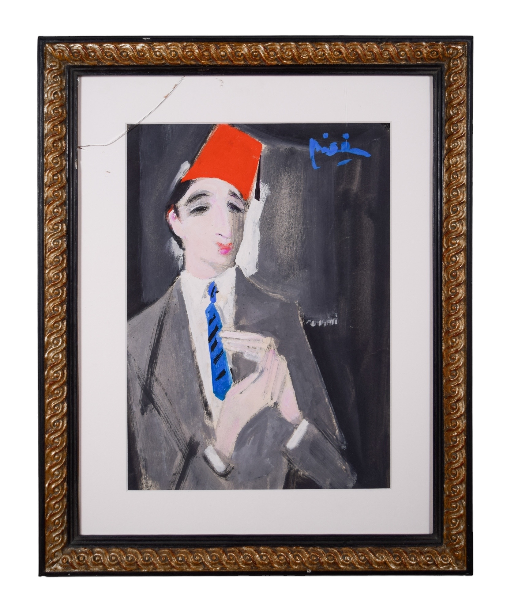 Seif Wanly | Self-portrait of the artist in a fez | MutualArt