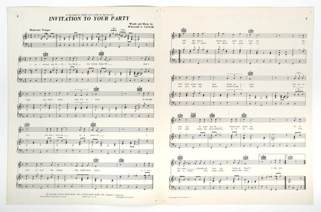 Jerry Lee | JERRY LEE LEWIS, Signature Sheet Music | MutualArt