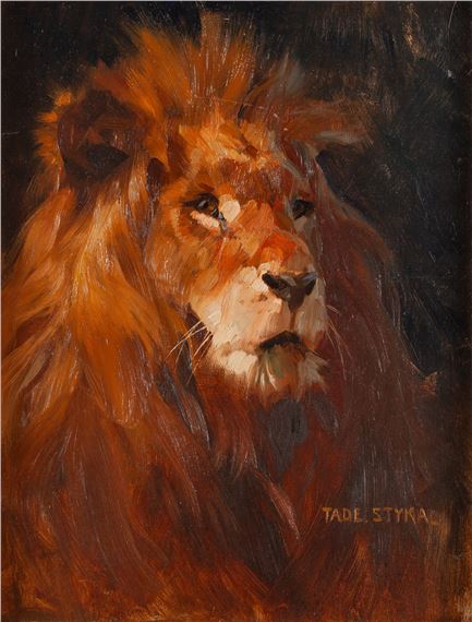 Tadé Styka | Lion's portrait (1908) | MutualArt