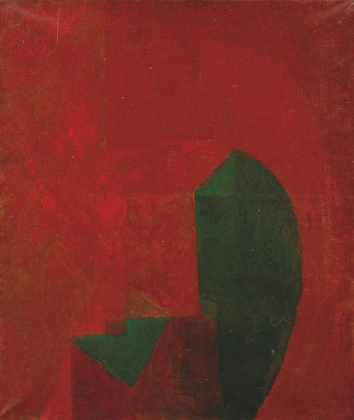 Joseph Lacasse | Composition abstraite en rouge, orange et jaune ...