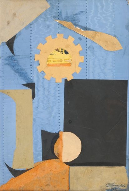 Joseph Lacasse | Composition abstraite en rouge, orange et jaune ...