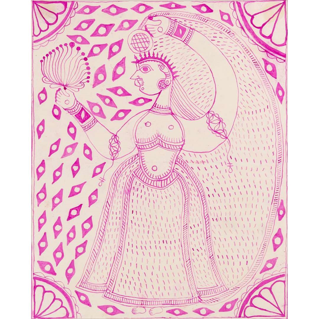 Indian School, 20th Century | BRIDE WITH FAN’ BY A MAITHIL KAYASTH ...