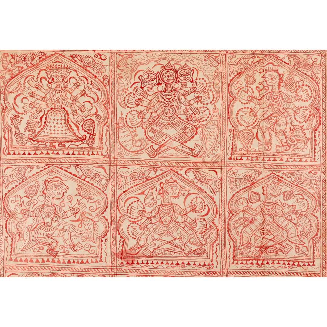 Indian School, 20th Century | AUSPICIOUS DEITEIS’ BY A MAITHIL KAYASTH ...