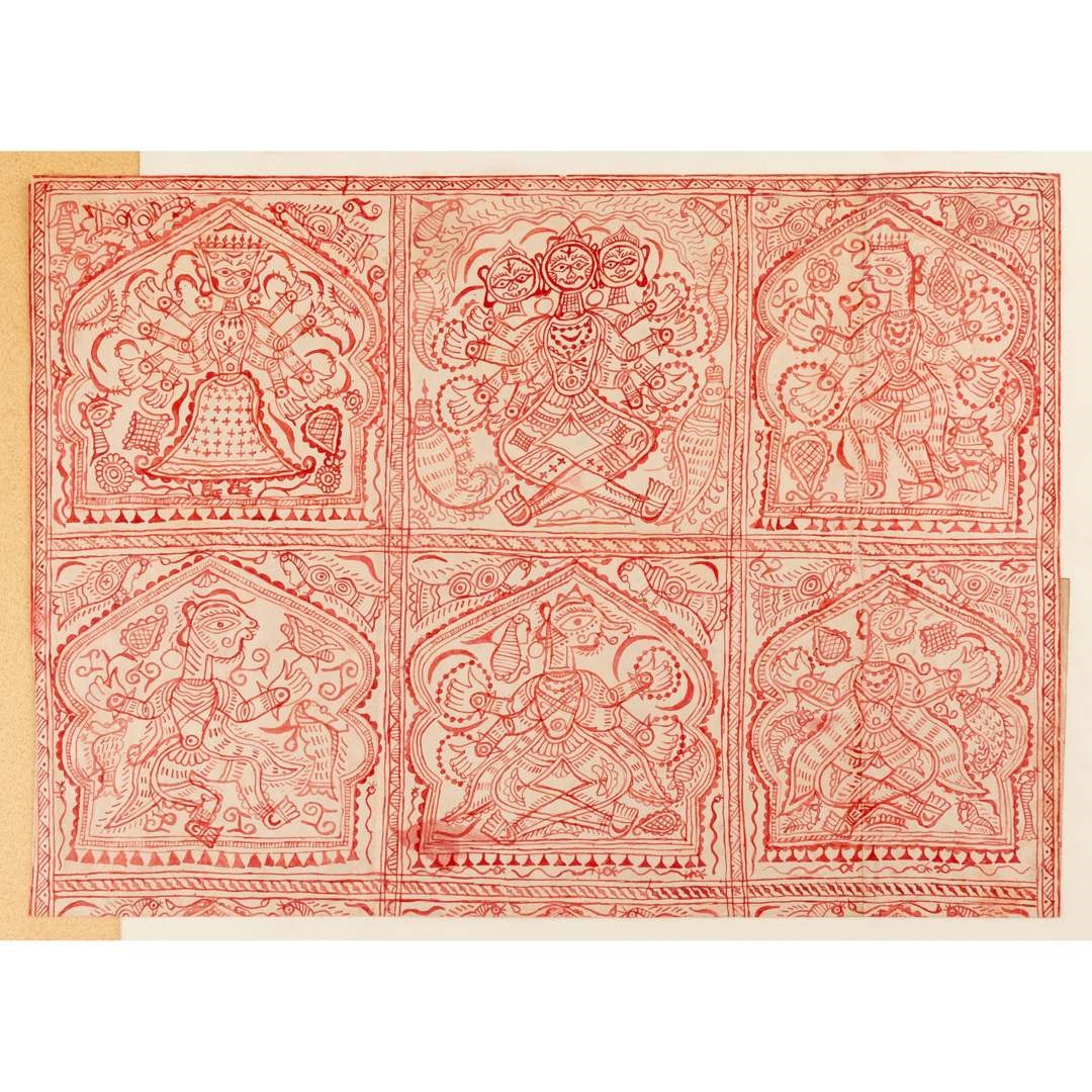 Indian School, 20th Century | AUSPICIOUS DEITEIS’ BY A MAITHIL KAYASTH ...