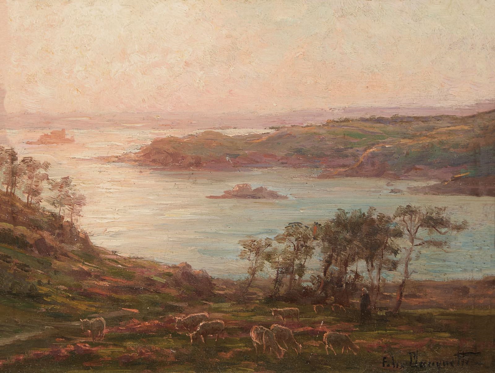 Félix Planquette | La rivière de Morlaix au soleil couchant, 1930 (1930 ...