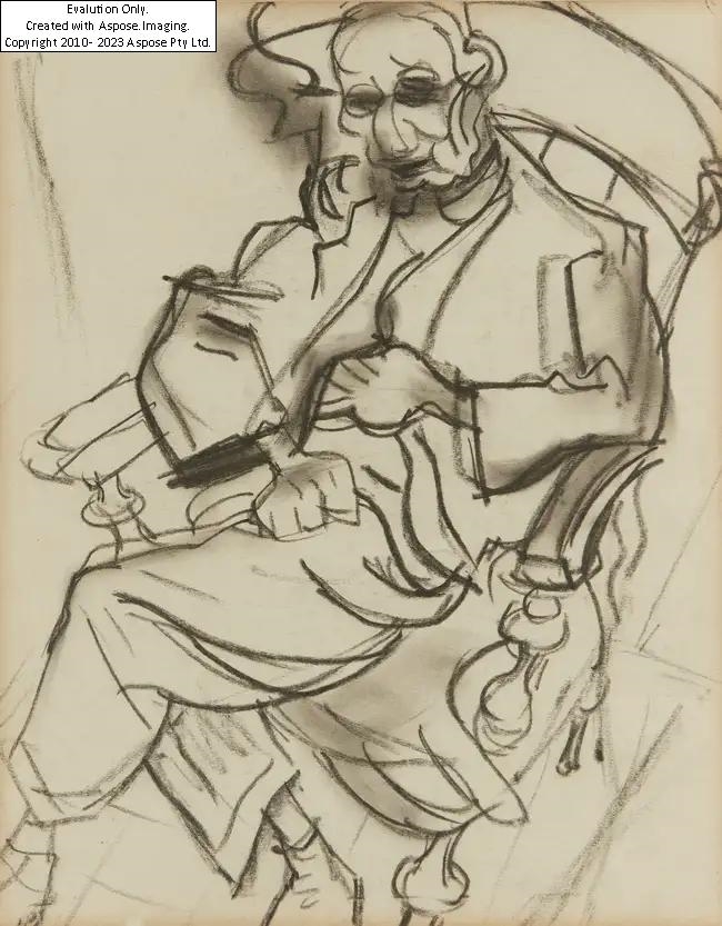 Conroy Maddox | British 1902-1986 - Seated man; charcoal on paper ...