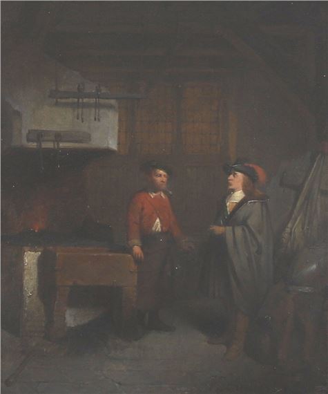Hendricus Johannes Scheeres | Bij de wapensmid (1858) | MutualArt