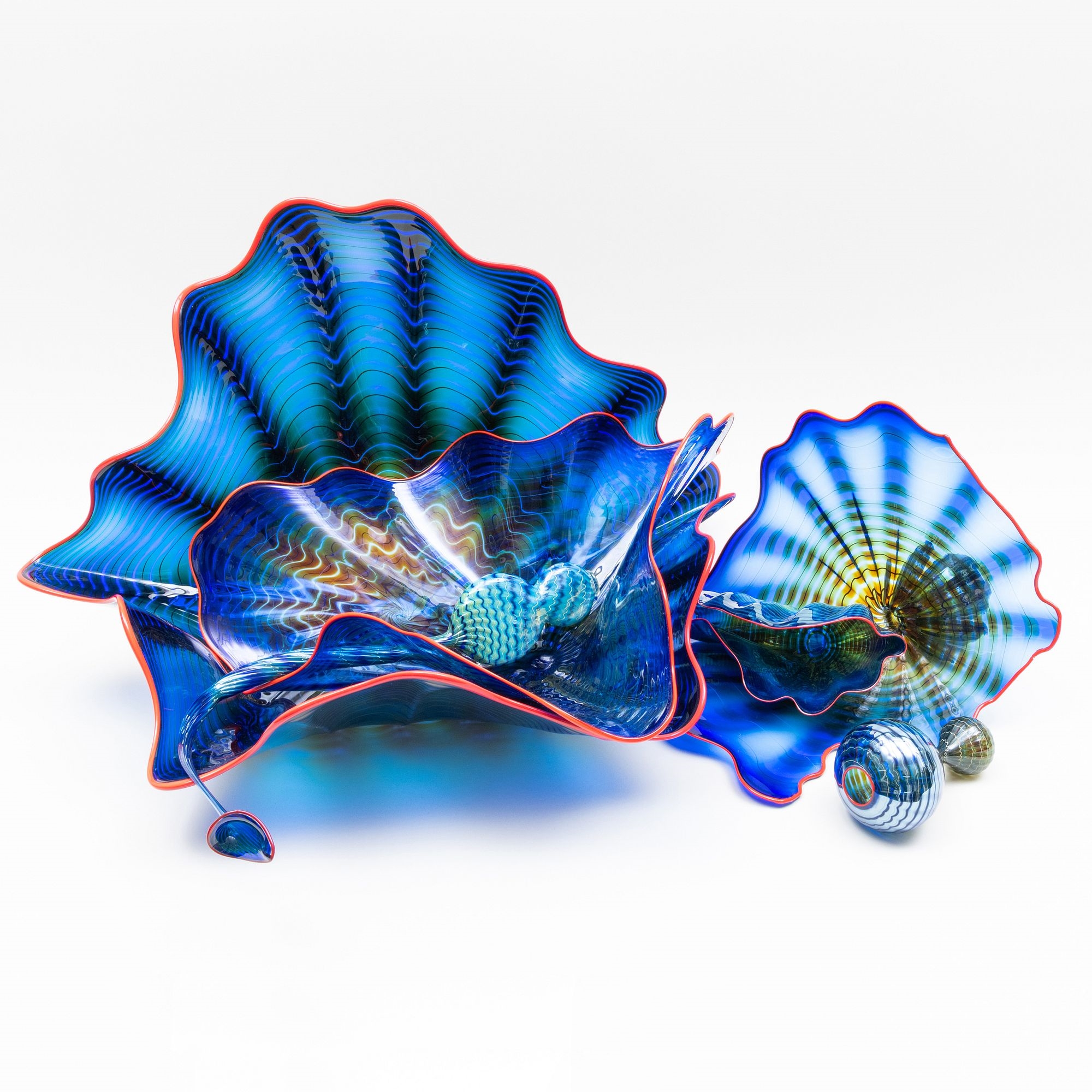 Dale Chihuly | Vivid Blue Persian Set with Bright Red Lip Wrap (1994 ...