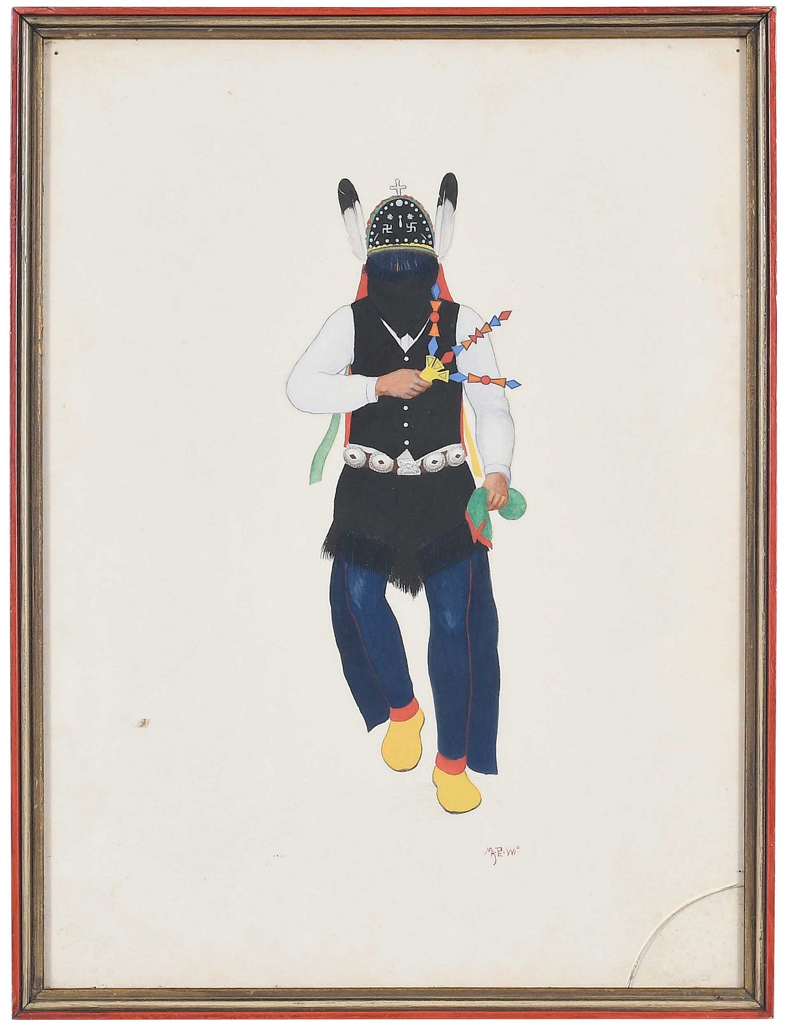 Velino Shije Herrera | Three Paintings of Pueblo Ceremonial Dancers ...