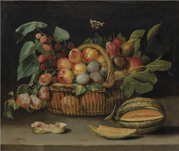 Jacques Linard | Nature morte aux fruits dans un panier en osier, avec ...