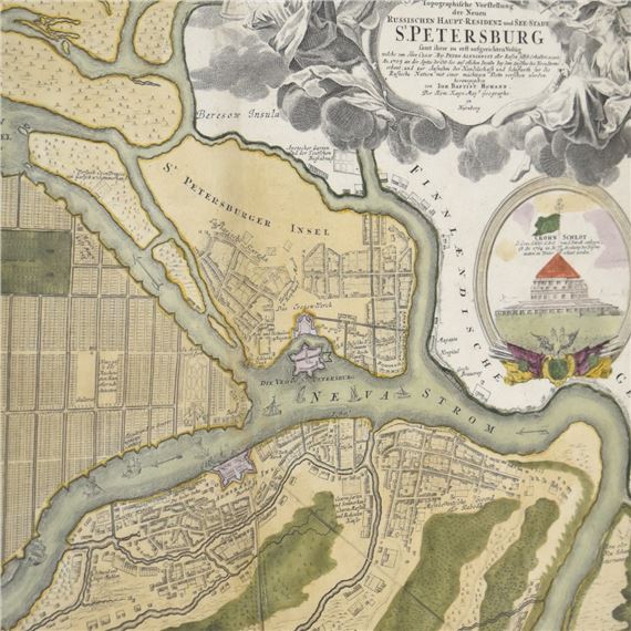 Johann Baptist Homann | Hand Colored Engraved Map of St Petersburg ...