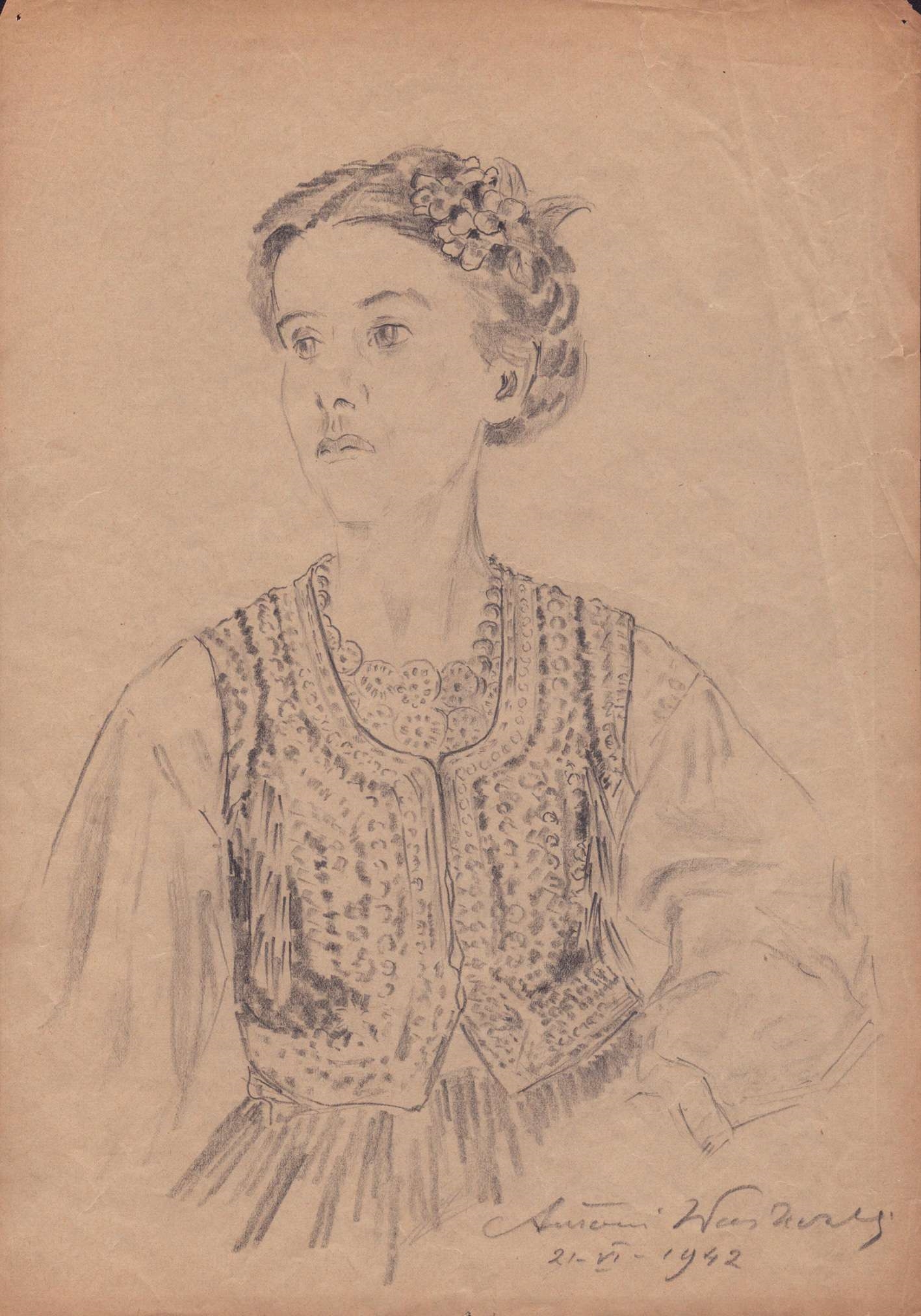 Antoni Waskowski | DZIEWCZYNA W STROJU KRAKOWSKIM (1942) | MutualArt