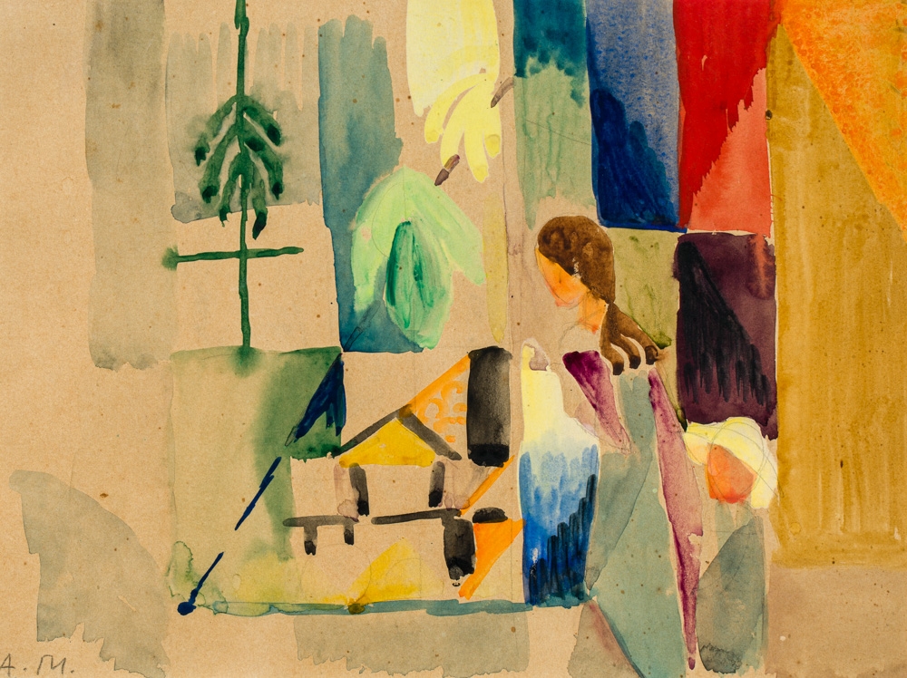 August Macke | Kinder am Gemüseladen II, 1913 (1913) | MutualArt