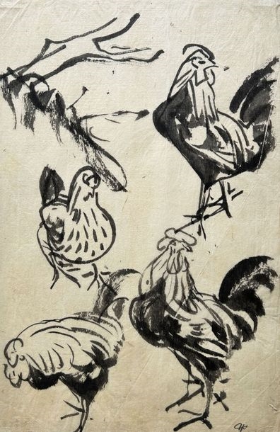 Jules Chadel | CHADEL Jules (1870 - 1941) - [Etude de poules et coq ...