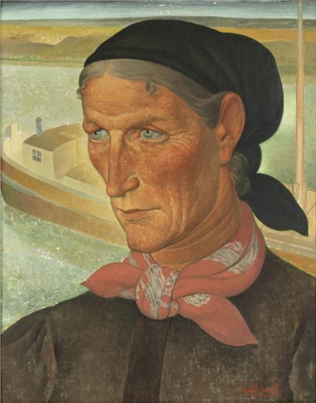 Anto Carte | Portrait de femme devant une péniche | MutualArt