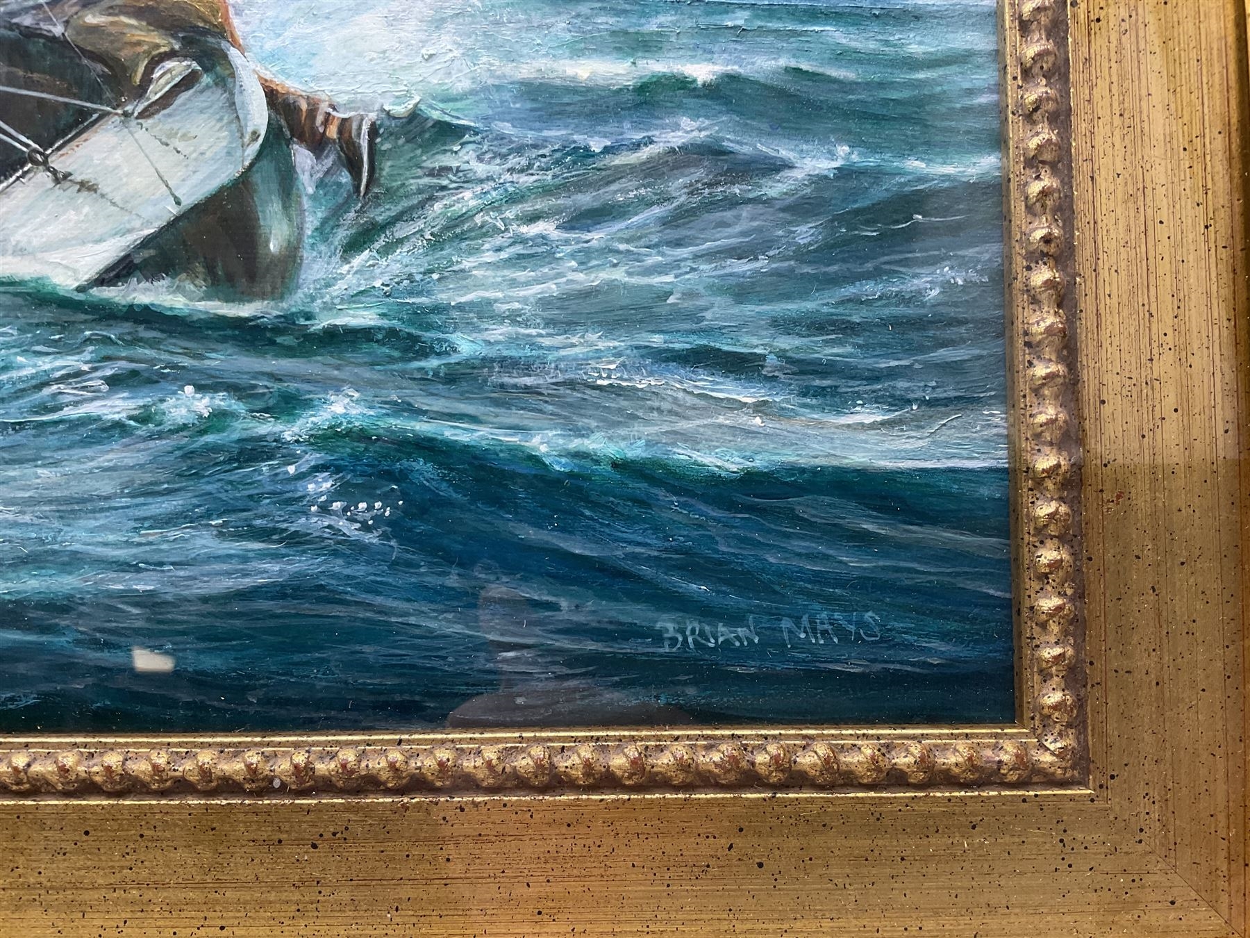 Brian Mays | Yacht at Full Tilt in Choppy Waters | MutualArt